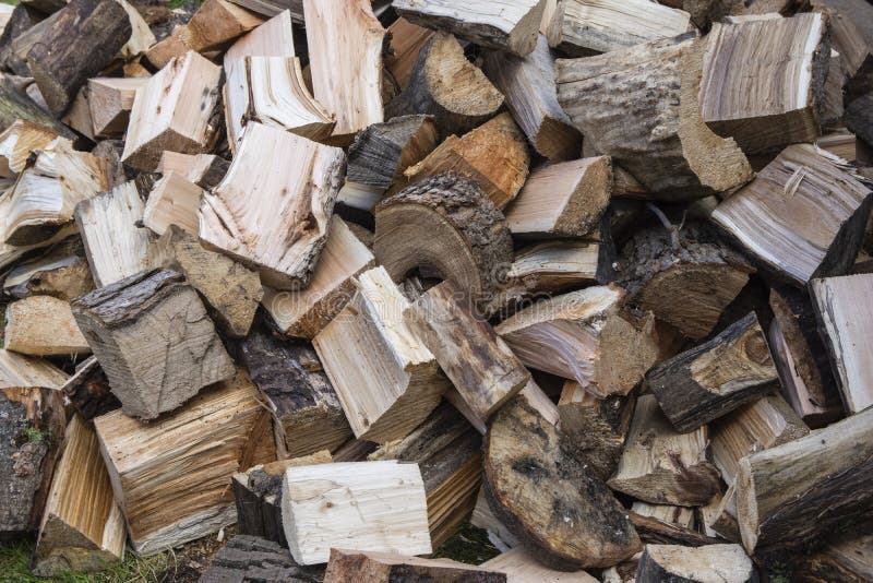 Tree Trunks Cut and Chopped in a Heap Ready To Be Laid. Fuel Stock ...