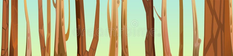 Tree Trunks. View of Trees. Scenery Landscape. Fun Cartoon Style Stock ...