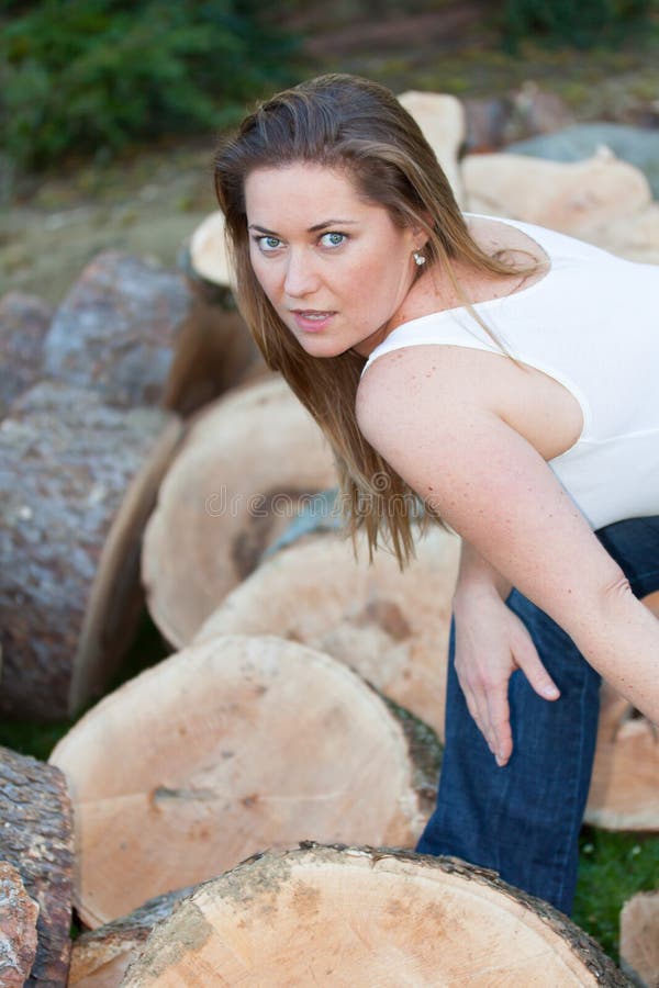 Tree trunks woman stock image. Image of model, female - 45577749