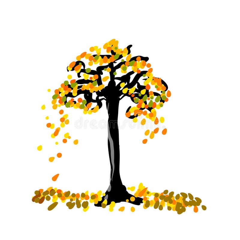 Tree Turn Yellow Tone in Isolated or White Background Stock ...