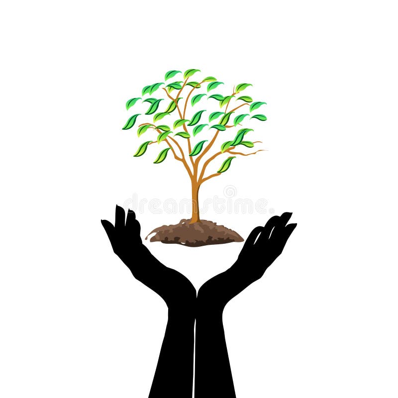 Tree and two hand stock illustration. Illustration of safe - 36231842