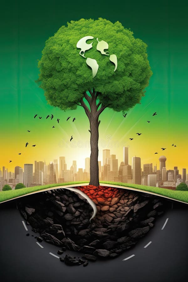 Tree in Two with Very Different Environments Earth Day or World ...