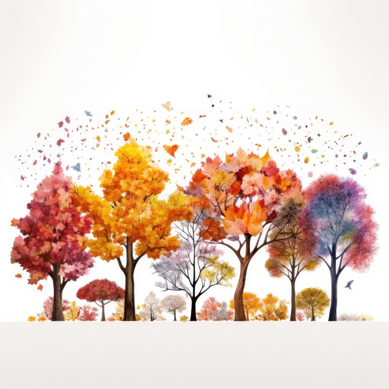 Tree Types of Spring Summer Fall Winter and Spring Stock Image - Image ...