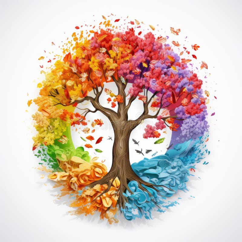 Tree Types of Spring Summer Fall Winter and Spring Stock Photo - Image ...