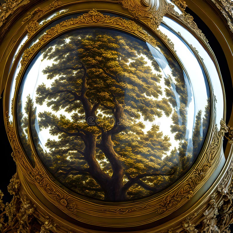 Tree Under Glass Dome, Generative AI Illustration Stock Illustration ...