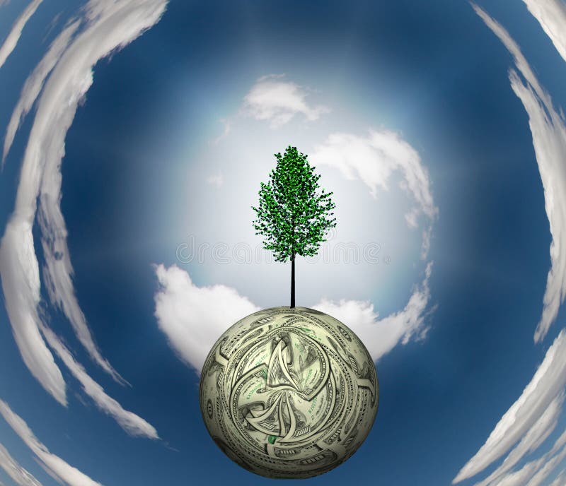 Tree US Currency Sphere stock illustration. Illustration of banking ...