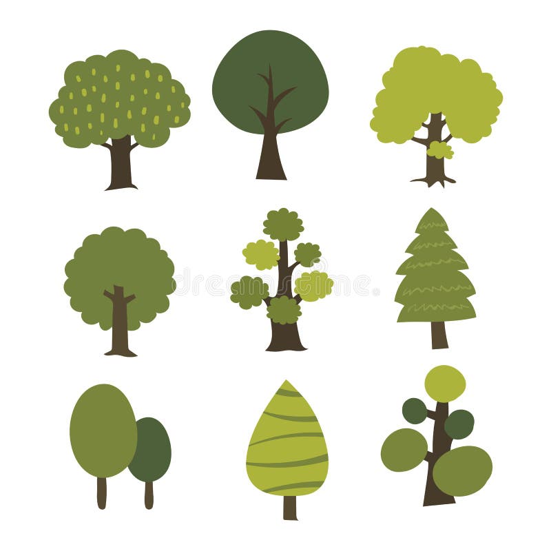 Tree Vector Collection Design Stock Illustration - Illustration of ...