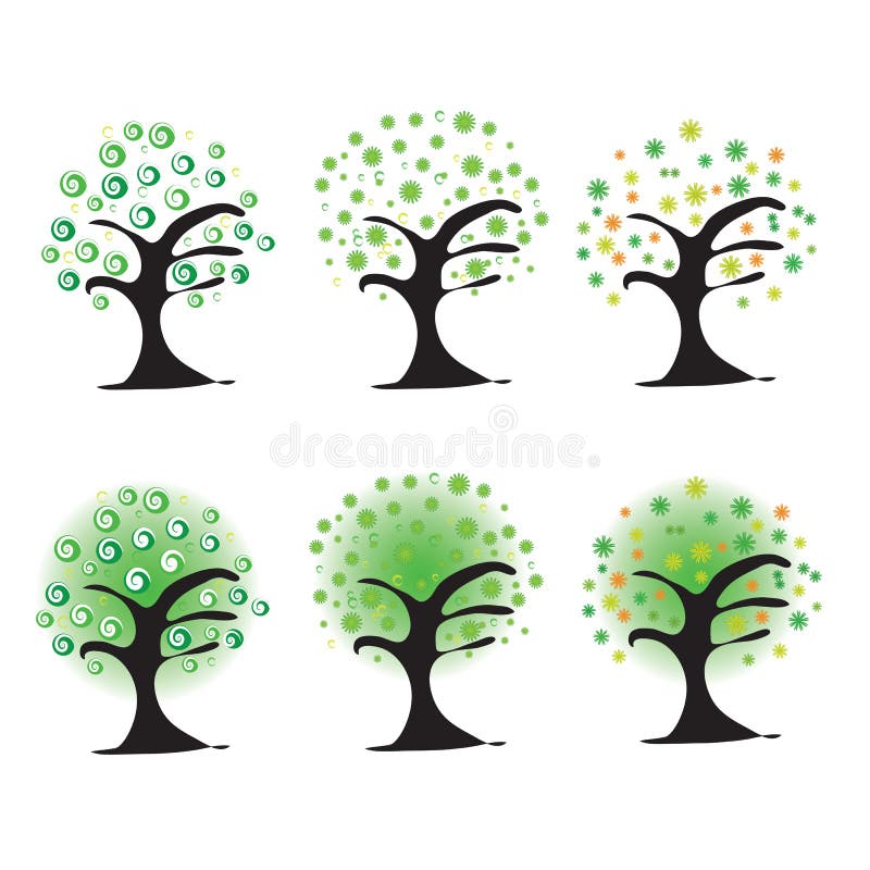Tree Vector Design Cartoon Illustration Abstract Design Silhouette ...