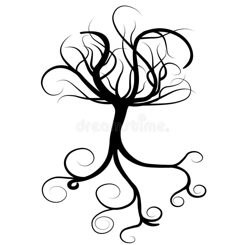 Tree Vector Cartoon Illustration Abstract Design Vector Silhouette ...