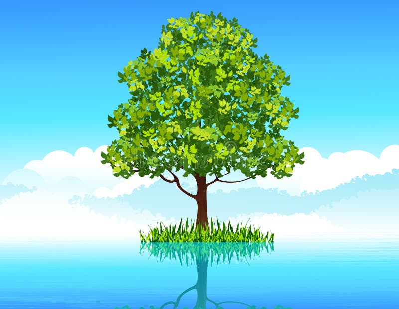 Tree in the water stock vector. Illustration of lake - 15625026