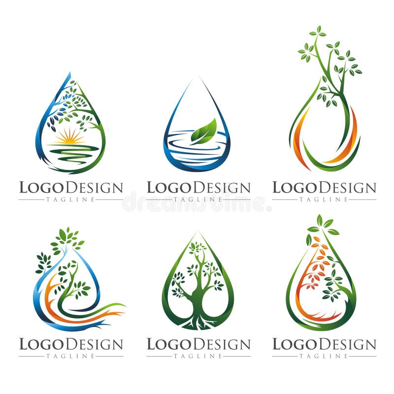 TREE WATER LOGO VECTOR SET 2 Stock Illustration - Illustration of ...