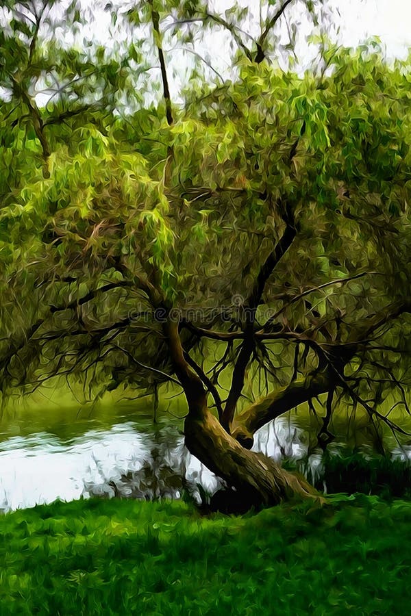 Tree in Watercolor Mode at Astra National Museum in Sibiu Stock Image ...