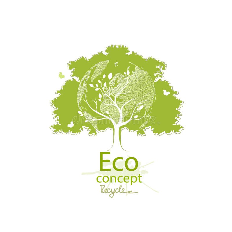 Tree on White Background. Environmentally Friendly World Stock Vector ...