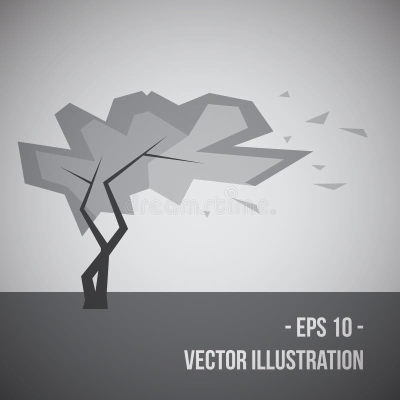 Tree in the Wind in Grey Shades Vector Stock Vector - Illustration of ...