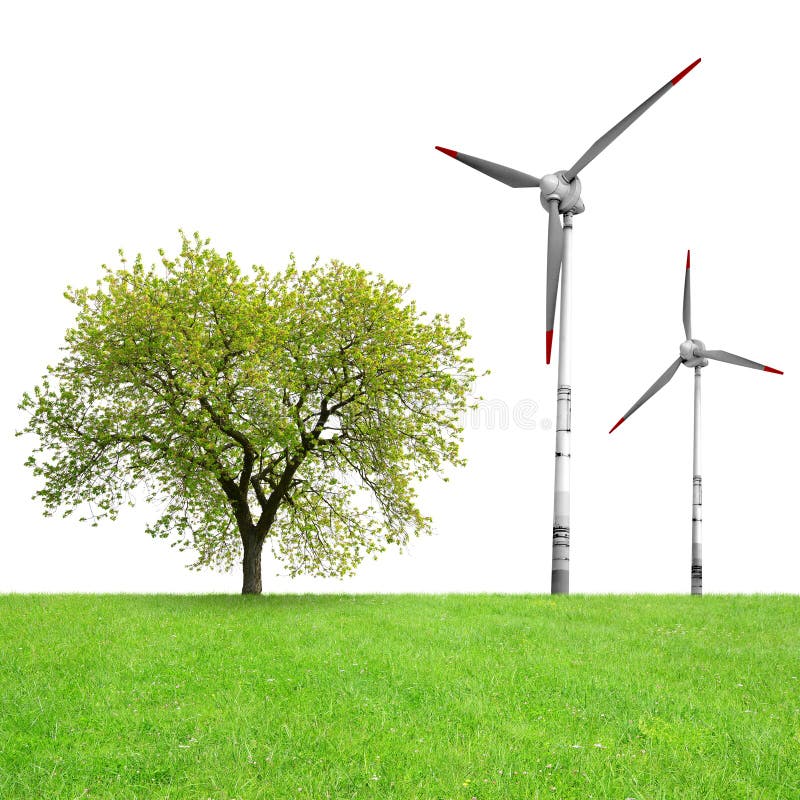 Tree with wind turbines stock photo. Image of beauty - 41118686
