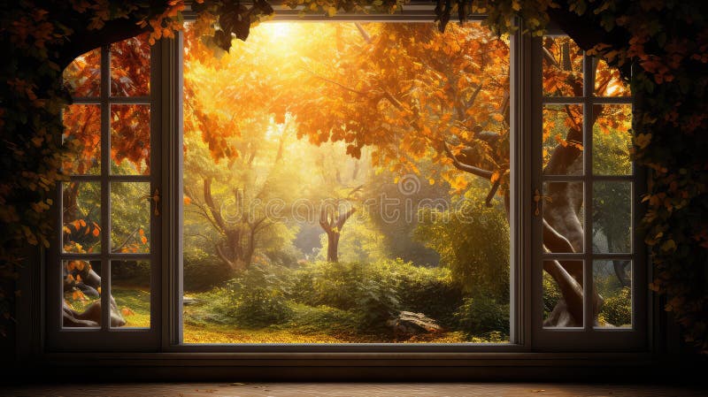 Tree window trees stock illustration. Illustration of bright - 336170650