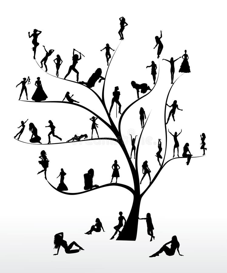 Tree with women stock vector. Illustration of clean, dream - 17666708