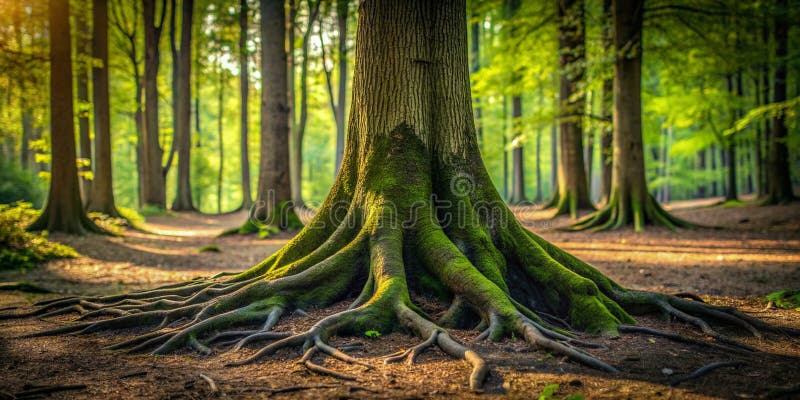 Tree in the Woods Forked Tree Root AI Generative Stock Illustration ...