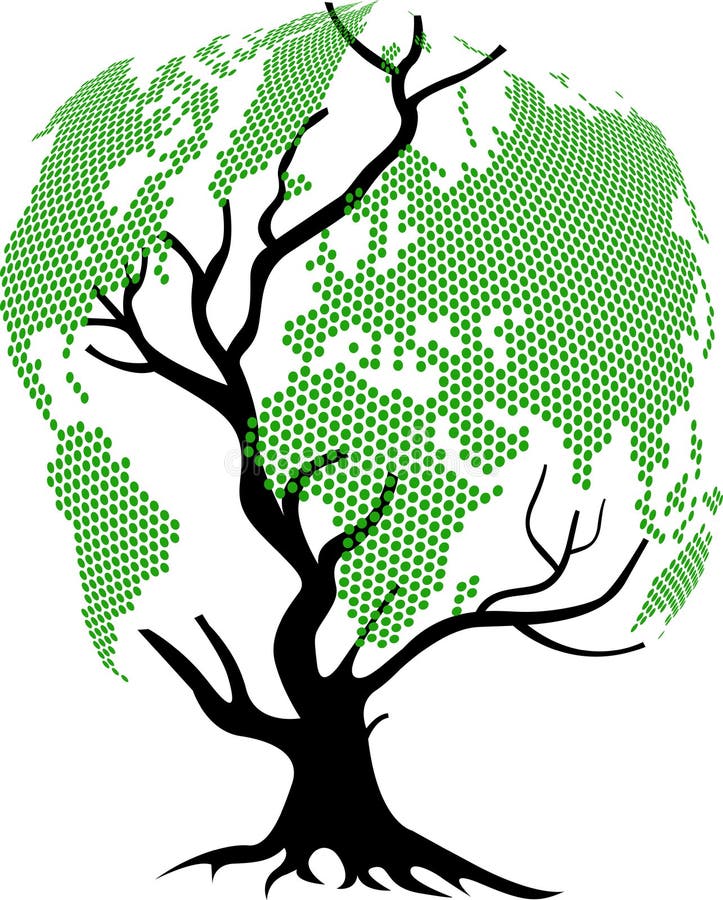World Map Tree stock vector. Illustration of brown, ecology - 35959505