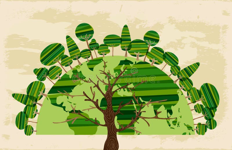 Tree World of Trees Concept Stock Vector - Illustration of grunge, icon ...