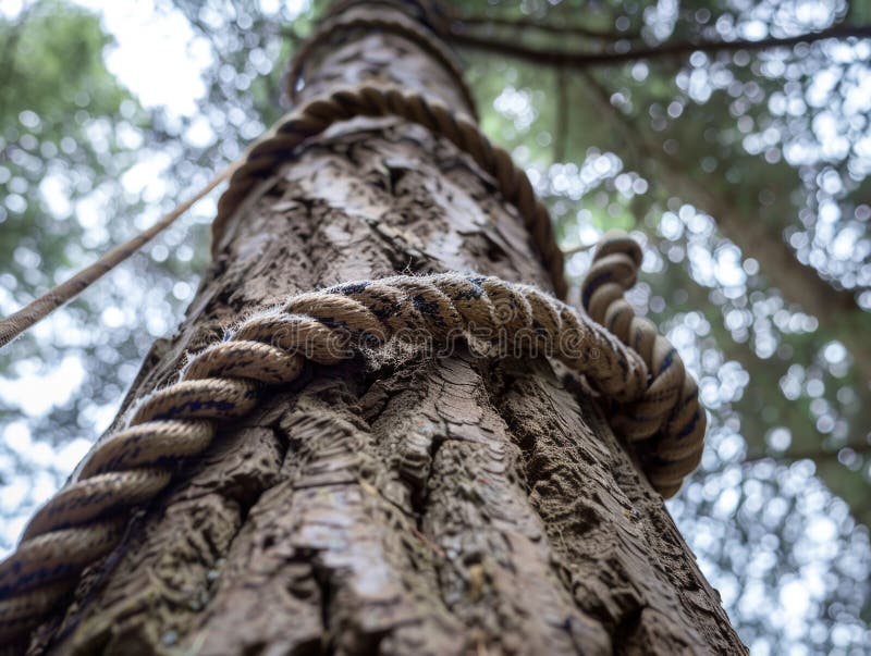 Tree wrapping with rope stock image. Image of wilderness - 374709291