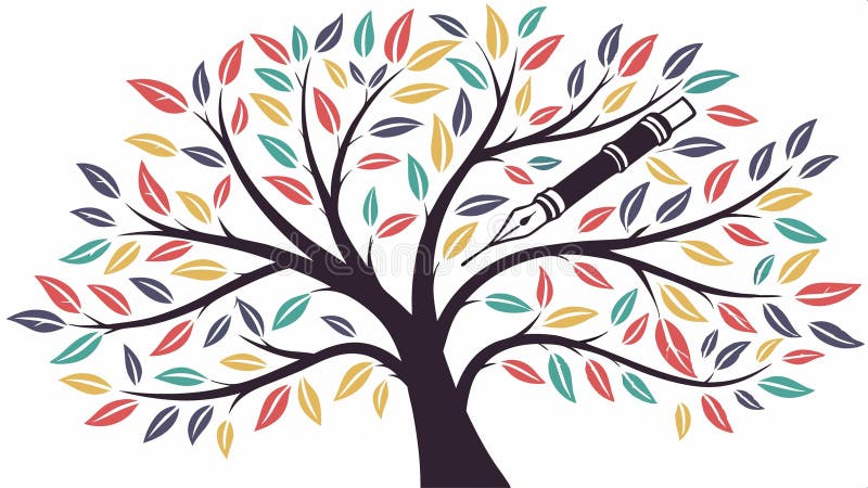 Tree with Writing Leaves, Knowledge Growth and Learning Process Vector ...