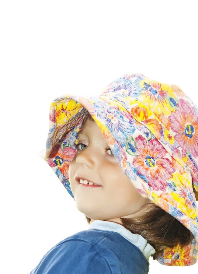 Tree Years Old Girl with Hat - Profile Stock Photo - Image of little ...