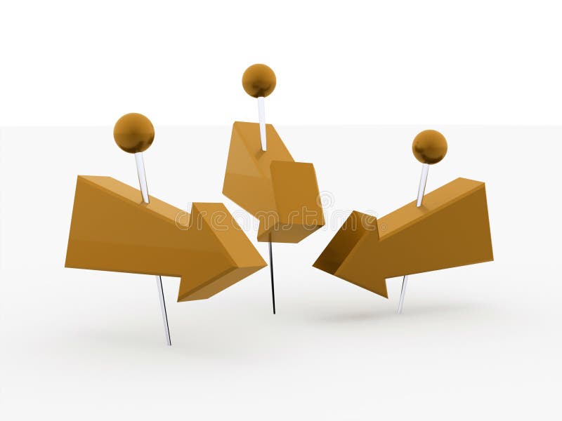 Yellow Push Pins Rendered on White Stock Illustration - Illustration of ...