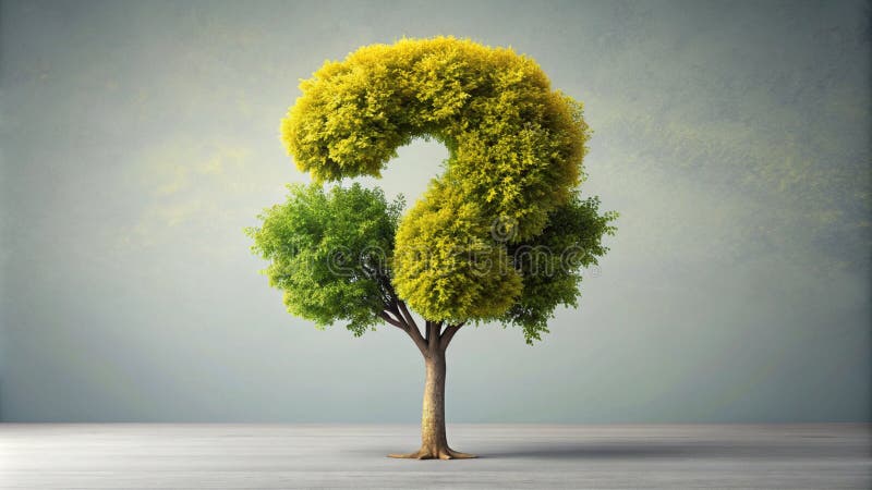 A Tree with a Yellow Question Mark on the Surface AI Generative Stock ...
