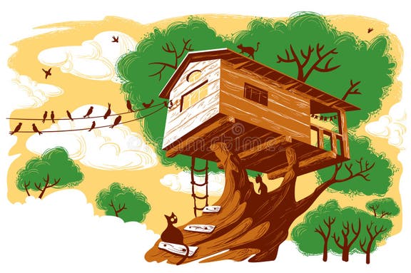 Treehouse stock vector. Illustration of forest, clubhouse - 19348960