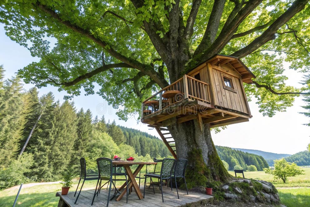 Treehouse in an Ancient Tree at an Austrian Hotel Stock Illustration ...