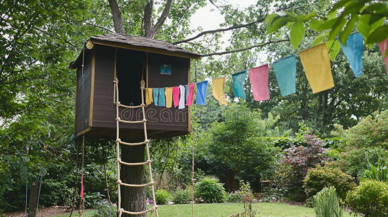 Treehouse in a Backyard stock image. Image of woodland - 334068467