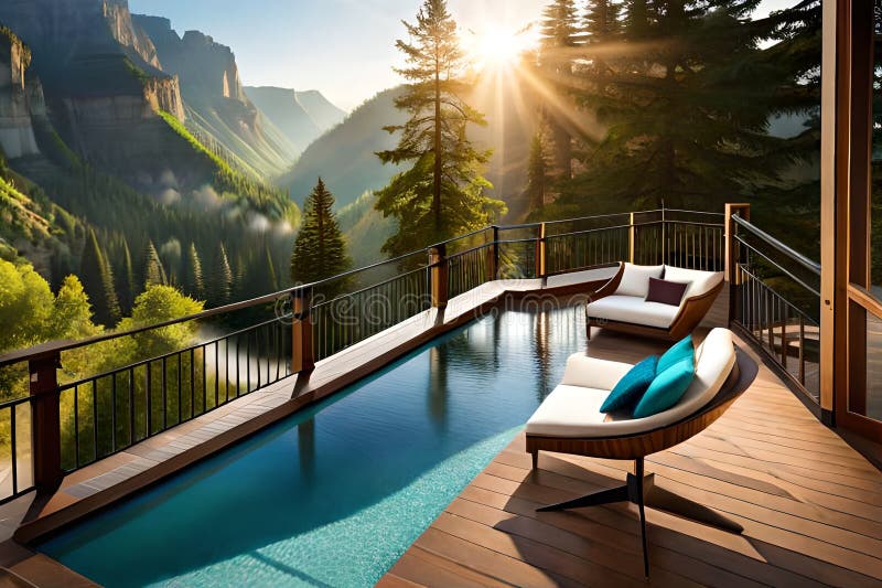 A Treehouse Balcony with a Breathtaking View of a Stock Photo - Image ...
