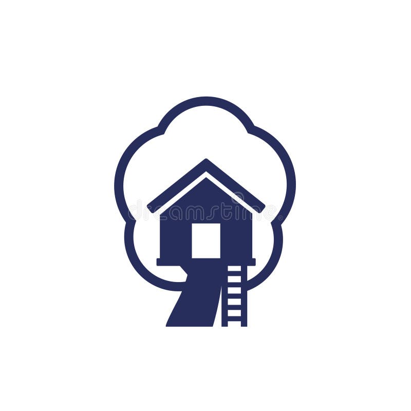 Treehouse Icon on White, Cabin on a Tree Stock Vector - Illustration of ...