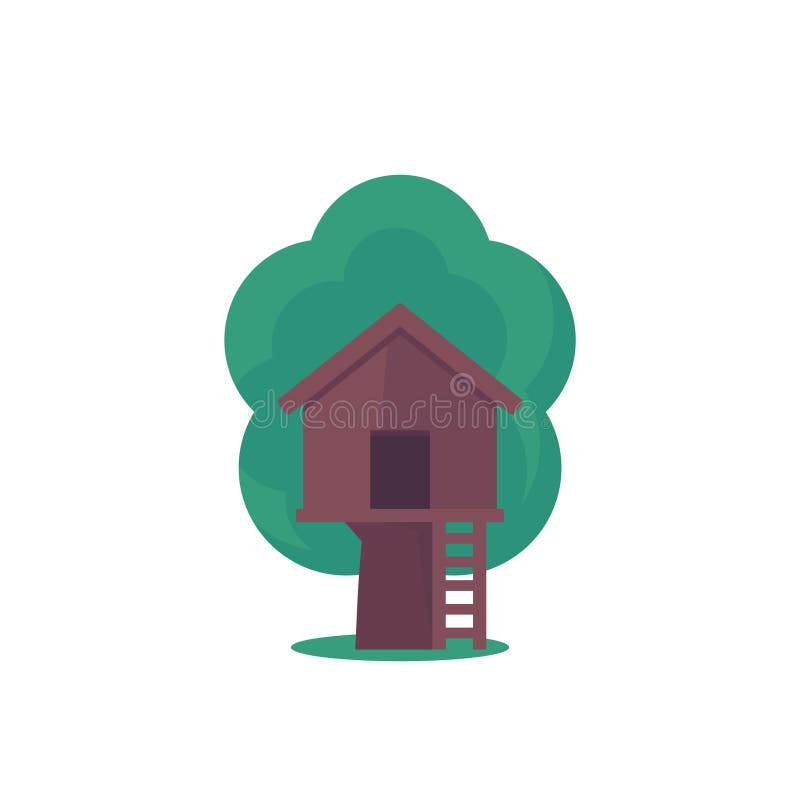 Treehouse Icon on White, Flat Vector Design Stock Vector - Illustration ...