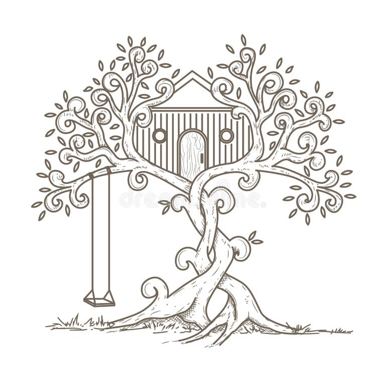 Treehouse Line Art Stock Illustrations – 102 Treehouse Line Art Stock ...