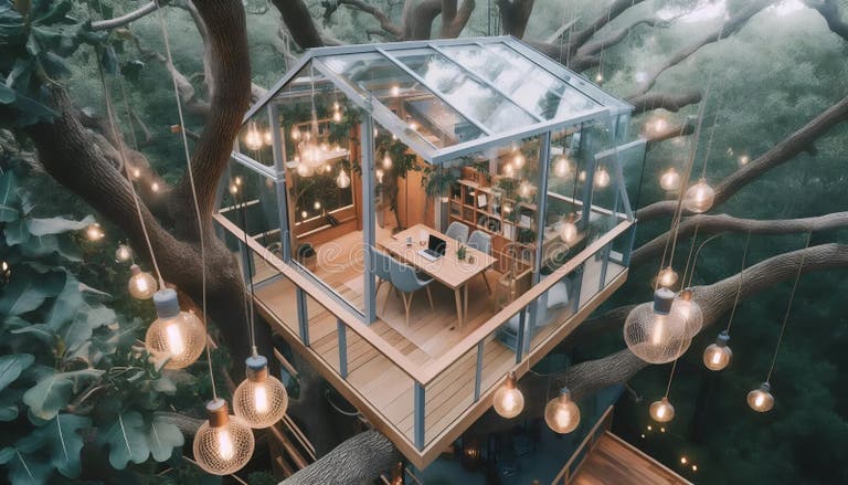 A Treehouse Office, Ai Generated Image Stock Illustration ...