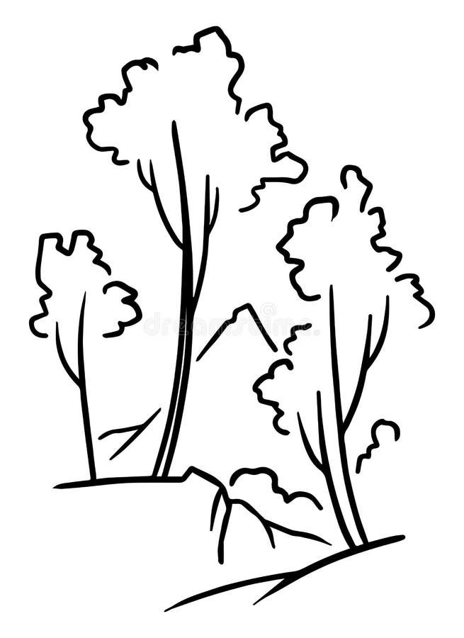 View of Mountain through Trees Stock Vector - Illustration of rock ...