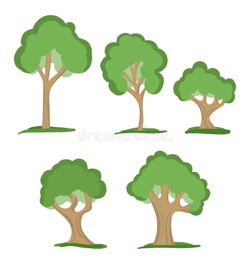 Set of Cartoon Trees. Vector Illustration. Green Trees Stock Vector ...