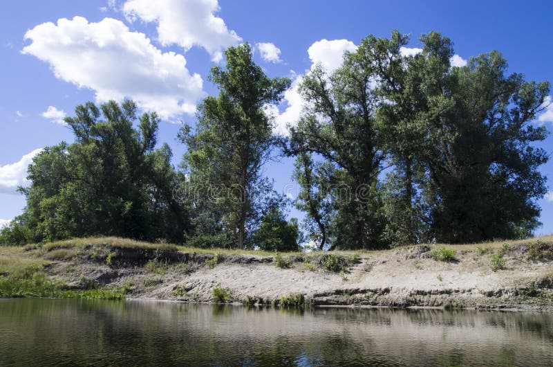 Trees on the Bank of the River Against the Sky Stock Image - Image of ...