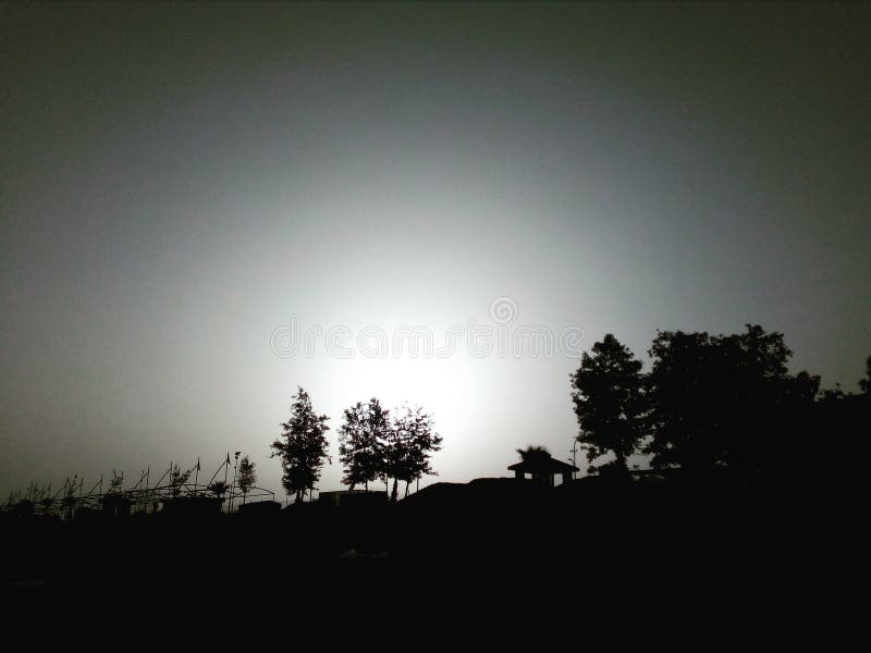 Dark sunset stock image. Image of trees, beach, sunset - 99174807