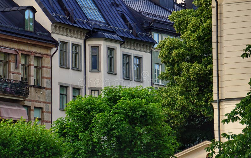 Trees and Beautiful Buildings in Summer Stock Photo - Image of ...