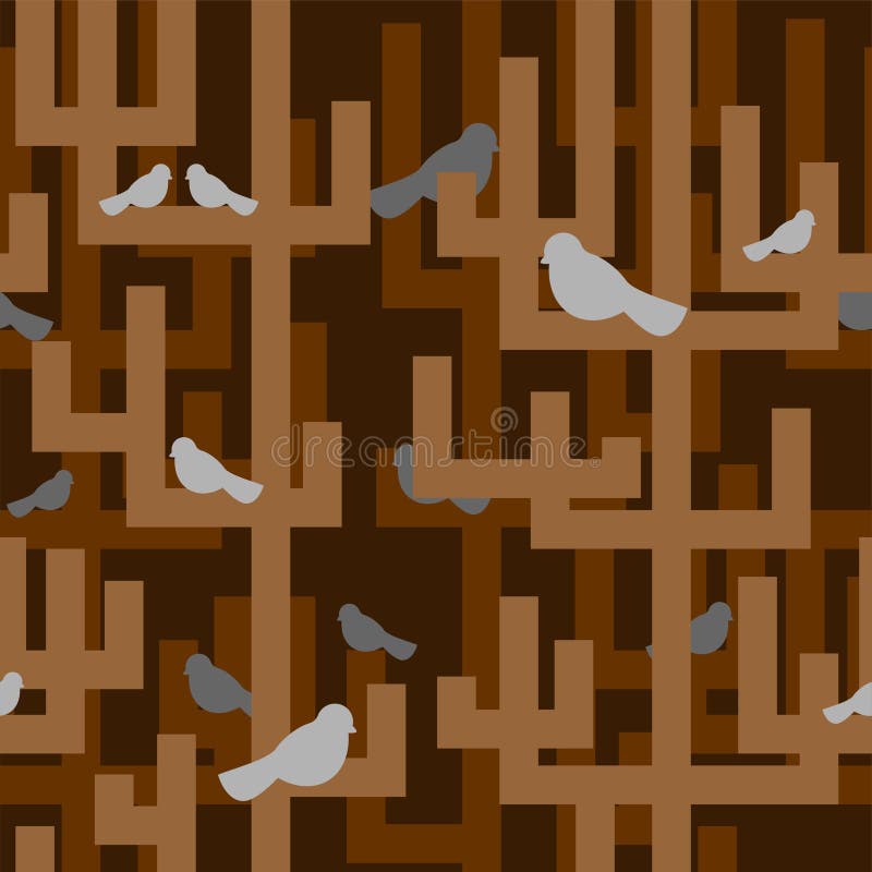 Trees and Birds Pattern Seamless. Baby Fabric Texture Stock ...