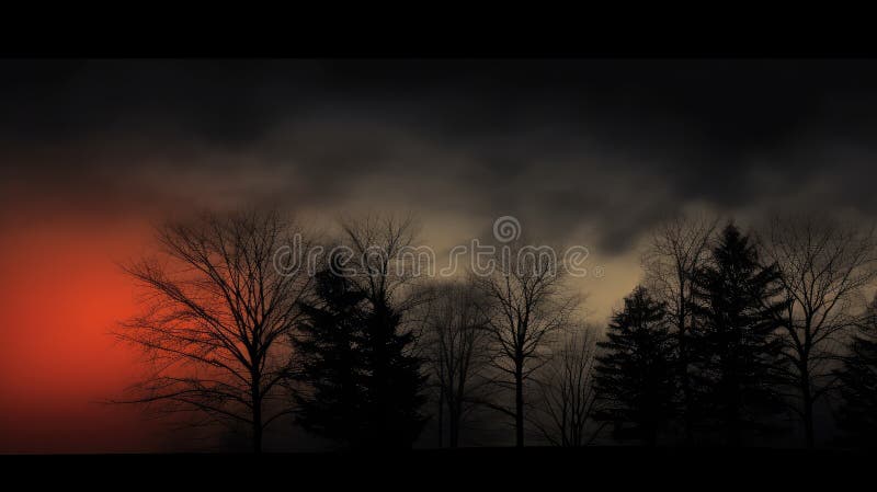 Trees black gradient stock illustration. Illustration of serene - 373282318