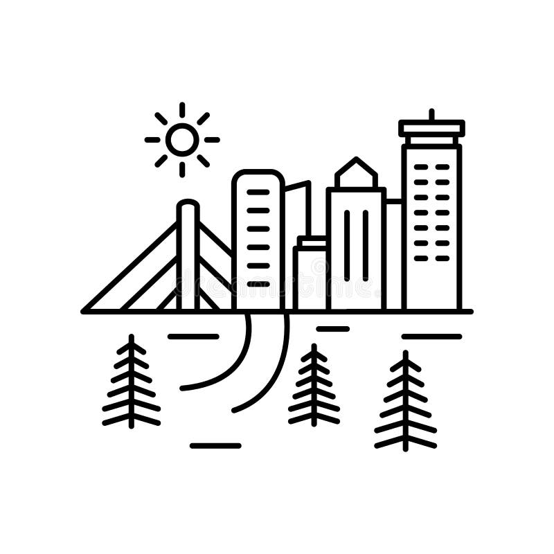 Trees, City, Building, Way Icon. Element of Landscape Thin Line Icon ...