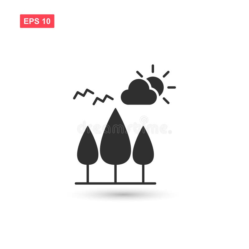 Trees Cloud Birds and Sun Vector Isolated 2 Stock Vector - Illustration ...
