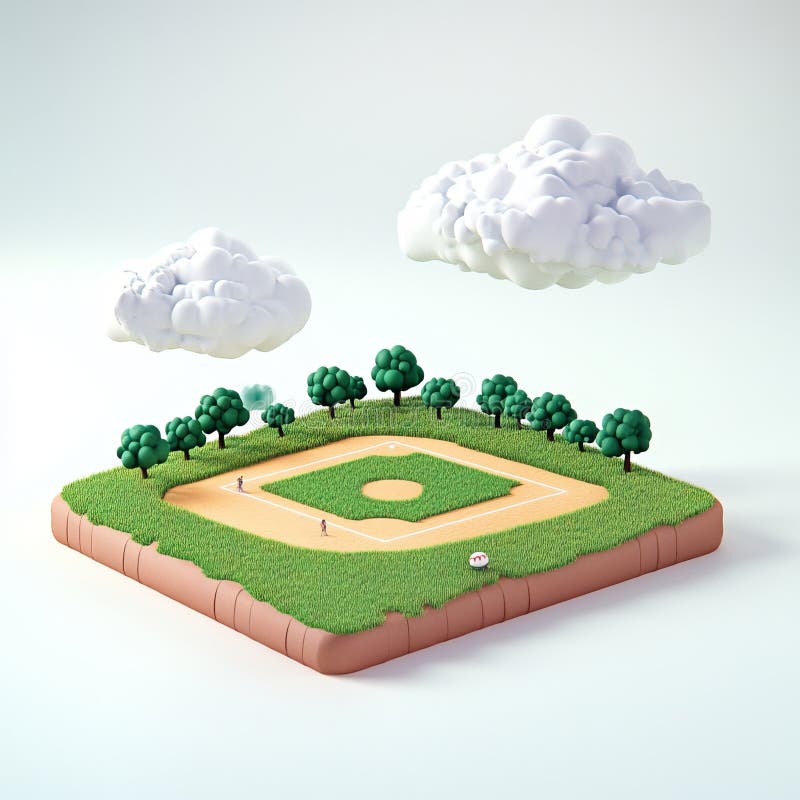 Trees and Clouds Surround the Baseball Field in this Artistic Rendition ...