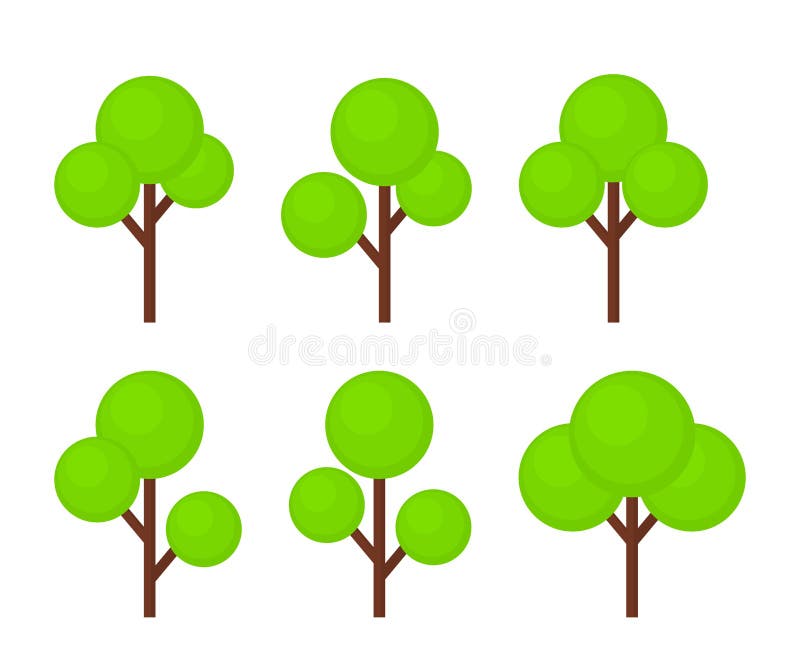 Trees Collection in Flat Vector Animated Cartoon Image Stock Vector ...