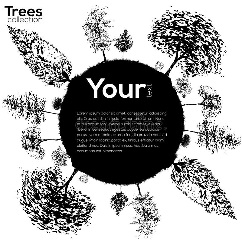 Trees Collection. Ink Trees Silhouettes Stock Vector - Illustration of ...