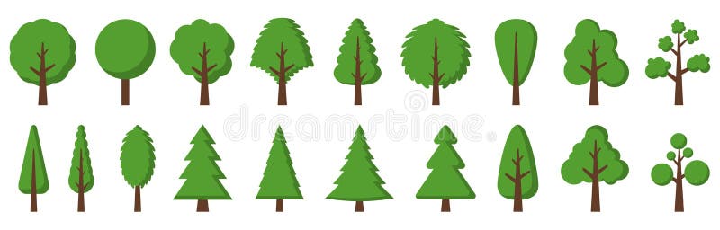 Trees Collection. Set of Color Trees. Vector Tree Icons Isolated Stock ...